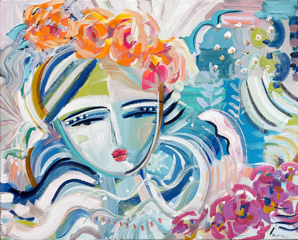 Original Abstract Painting on Canvas "Bluebonnet Spring" 24x30 | Maren Devine Art, LLC