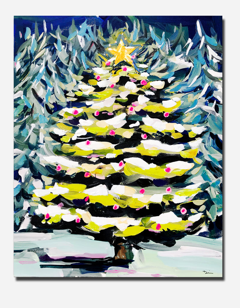 Christmas Tree Print on paper or canvas, "Christmas Tree at Night ...