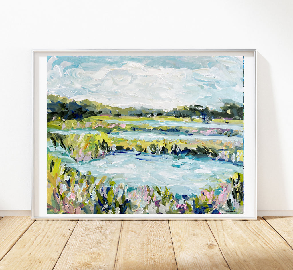 Abstract Marsh Print on Paper or Canvas, "Bright Marsh" | Maren Devine ...