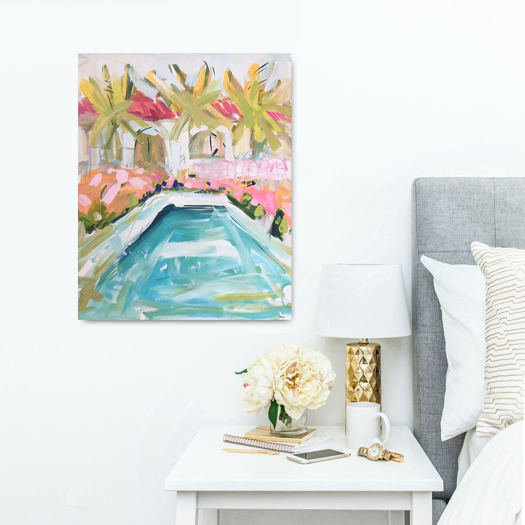 Pool Print on Paper or Canvas, "Cabanas" | Maren Devine Art, LLC