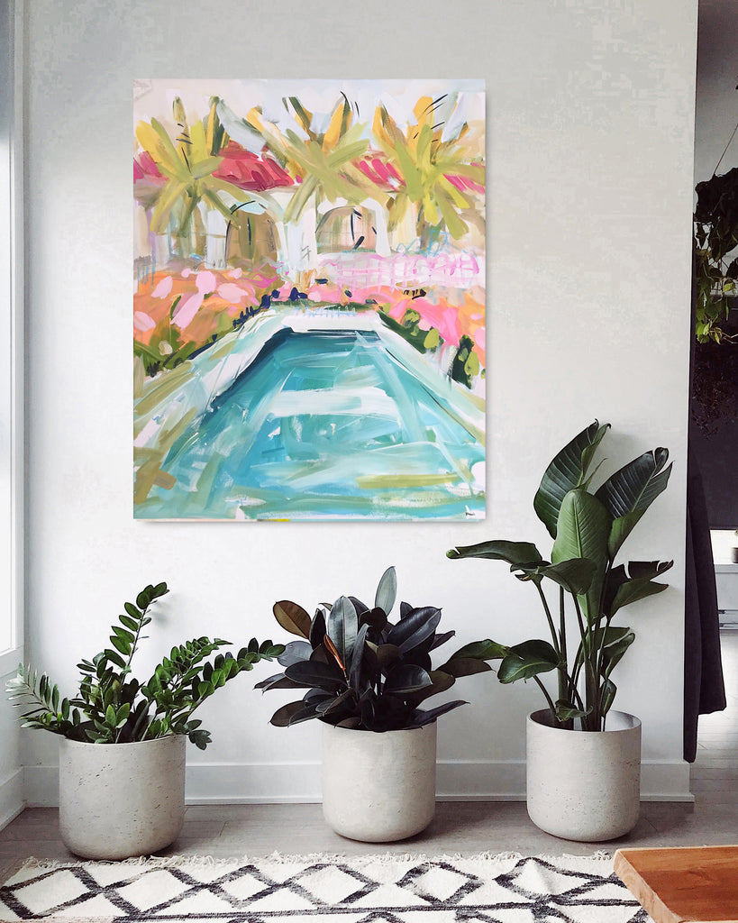 Pool Print on Paper or Canvas, "Cabanas" | Maren Devine Art, LLC