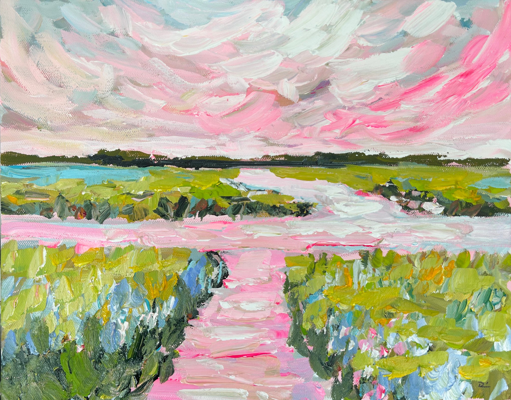 Marsh Painting on Canvas "Dusk on the Marsh" 11x14 | Maren Devine Art, LLC
