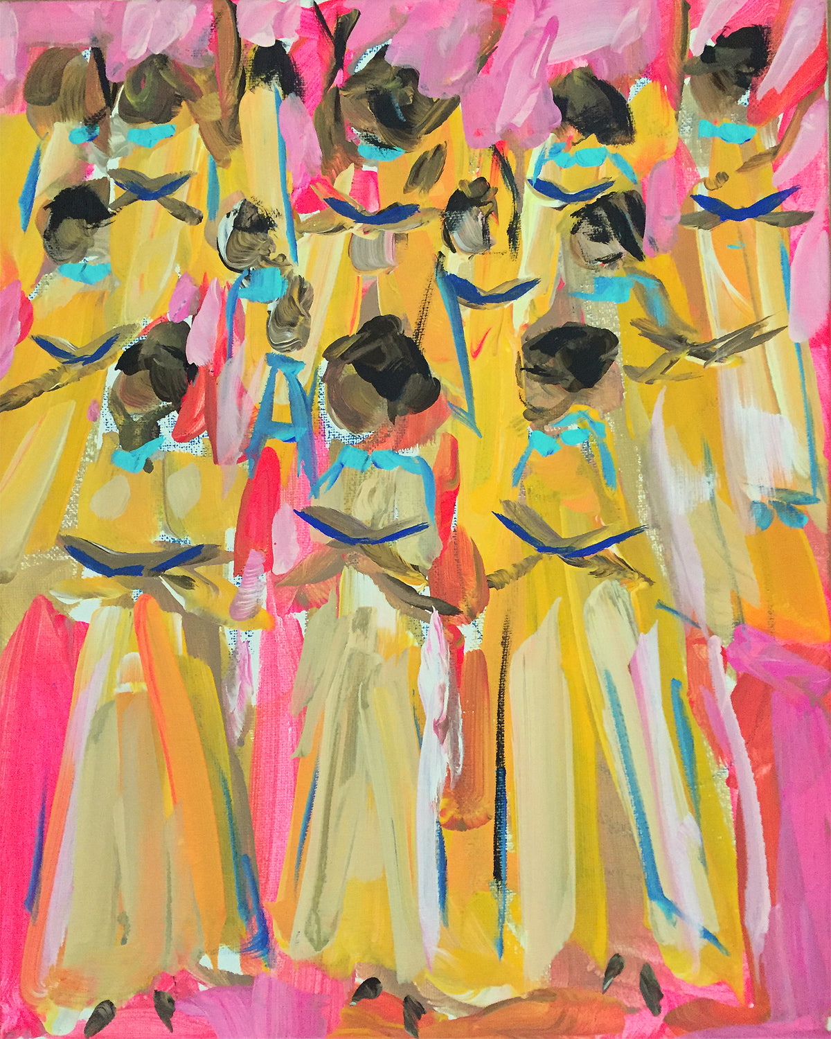 Figurative Print on Paper or Canvas, "Gospel Choir, Pink" | Maren ...