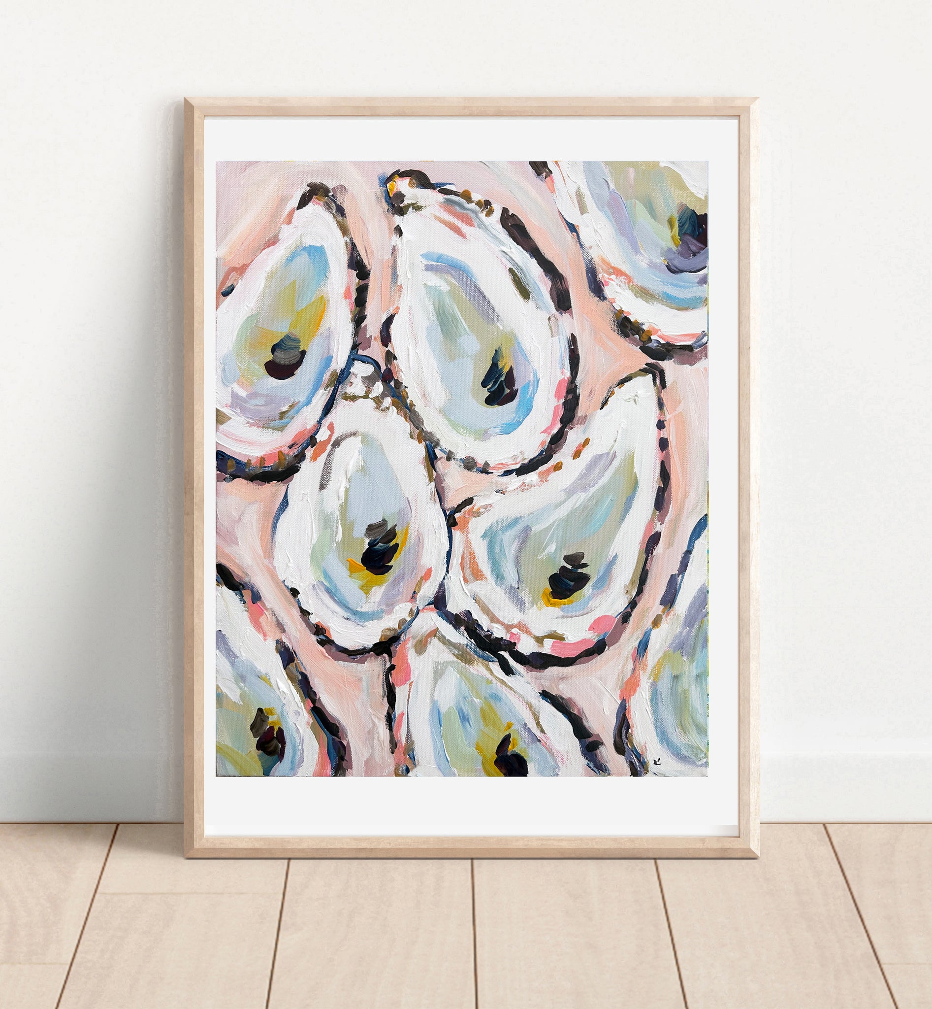 Oyster Print on Paper or Canvas "Oysters on Pink" | Maren Devine Art, LLC