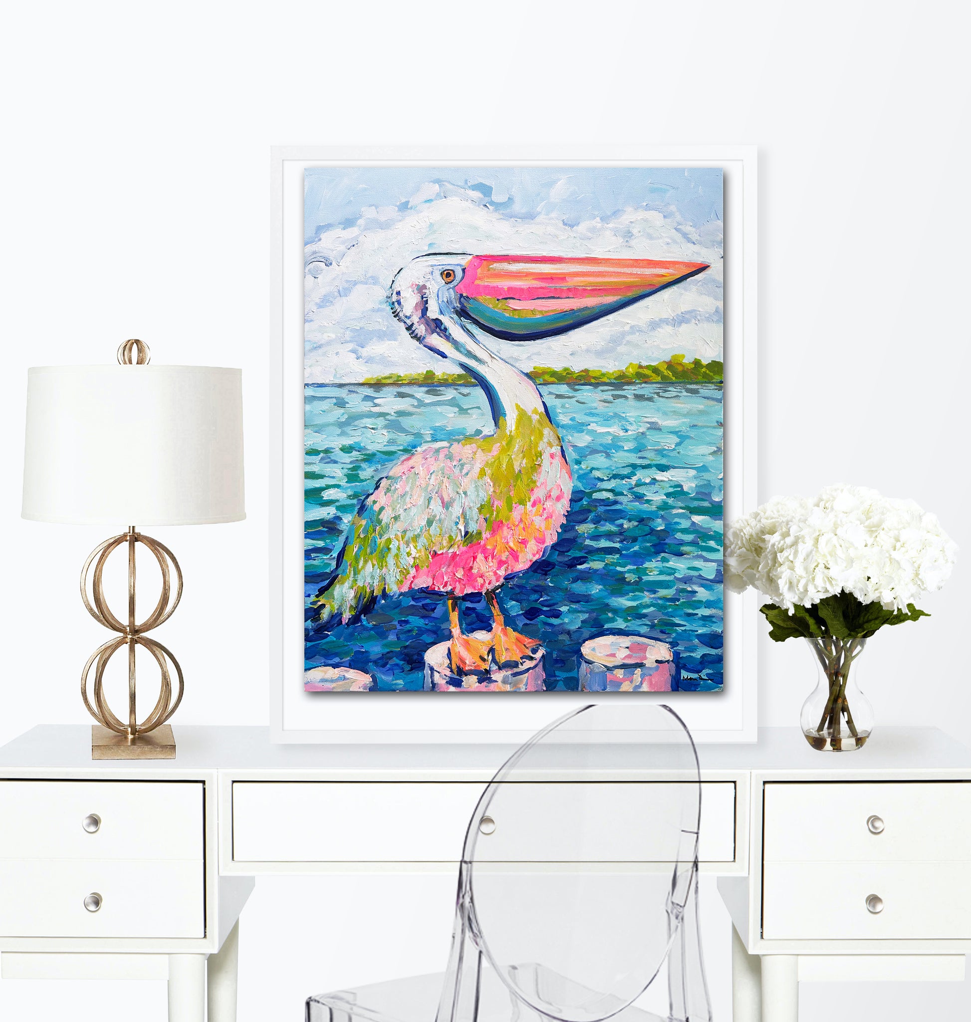 Pelican Print on Paper or Canvas, "King Pelican" | Maren Devine Art, LLC