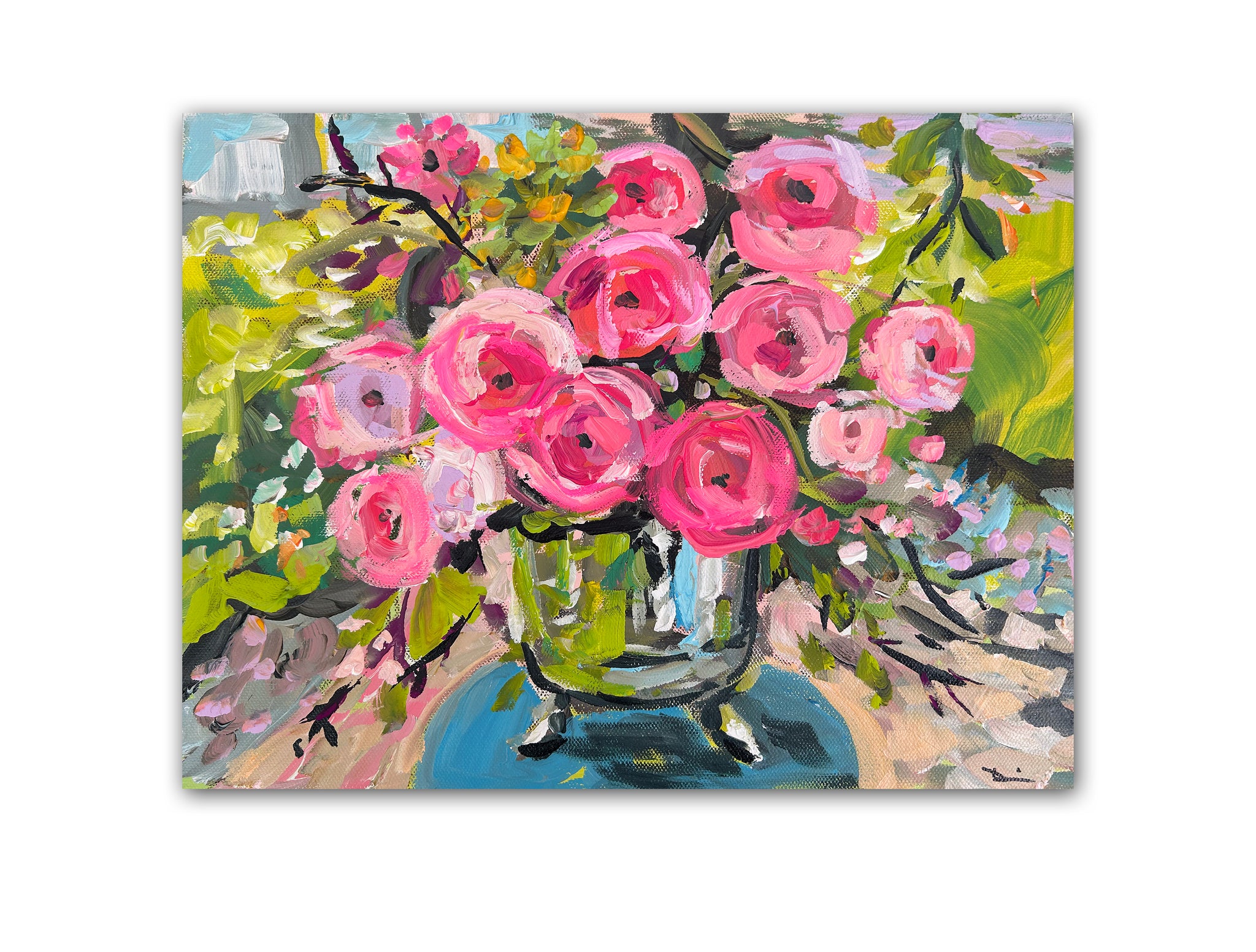 Impressionist Flowers Painting on Canvas "Roses on the Path" 11x14 ...