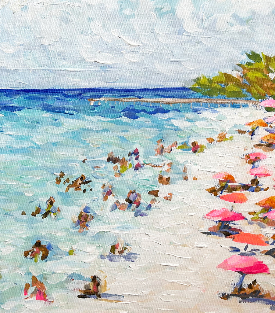 Beach Painting on Canvas "Walk in the Sun" 20" x 24" | Maren Devine Art ...