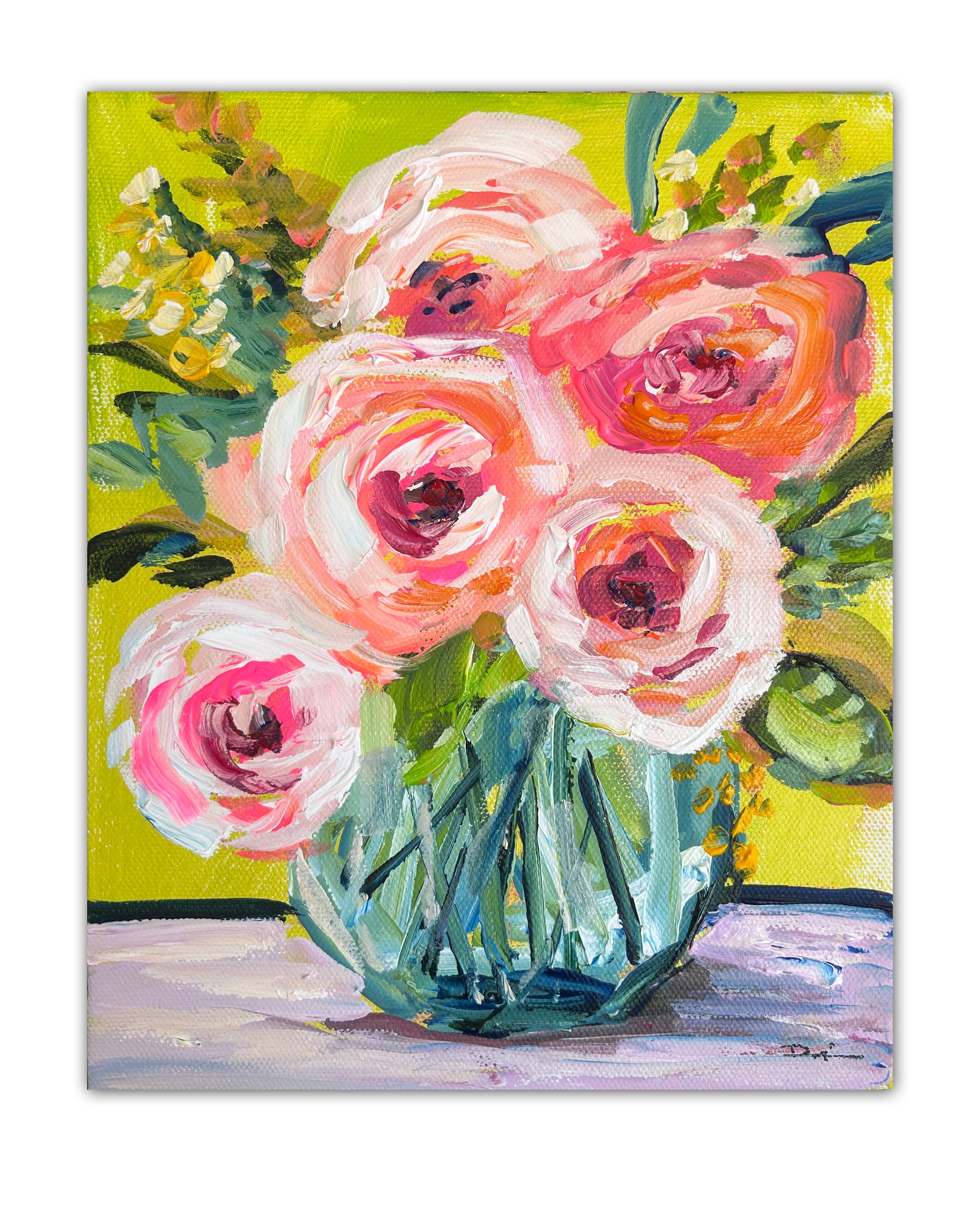 Impressionist Flowers Painting on Canvas "Whimsical Roses" 8" x 10 ...