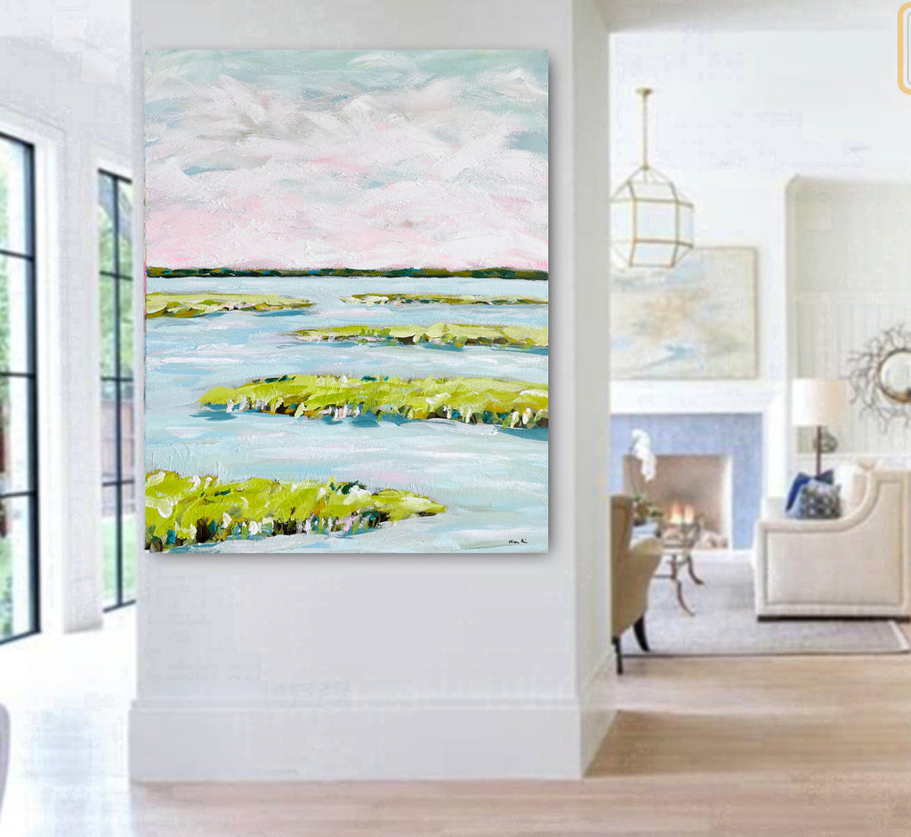 Abstract Marsh Print on Paper or Canvas, "Early Morning Marsh" | Maren ...