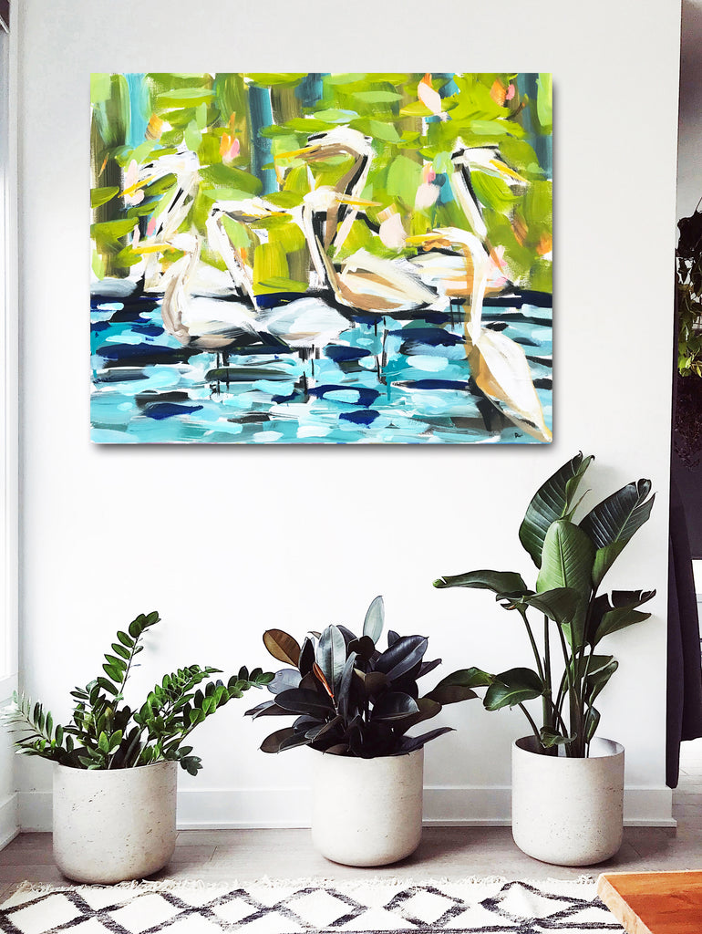 Egret Print on Paper or Canvas, "Abstract Egrets" | Maren Devine Art, LLC