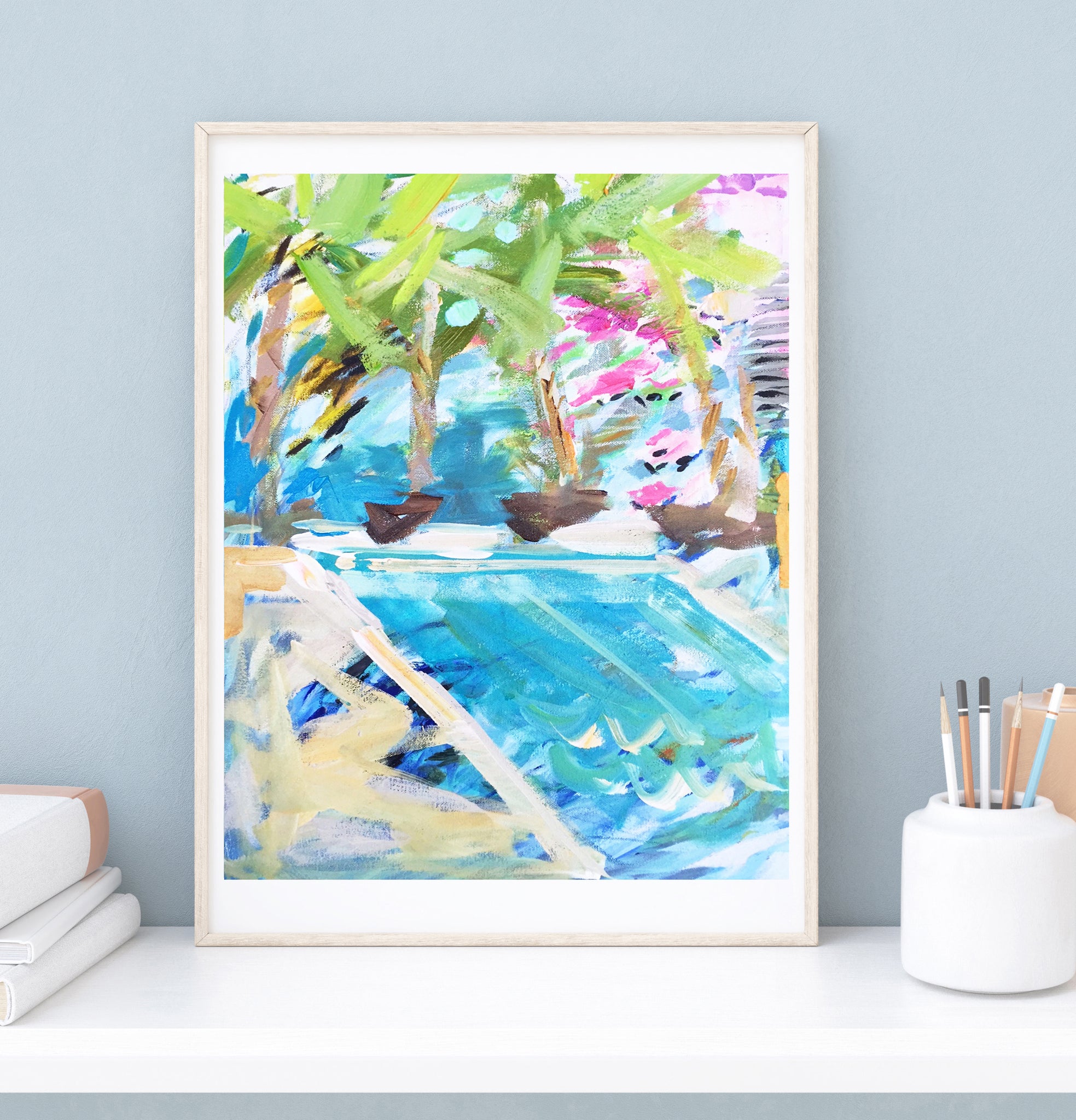 Pool Print on Paper or Canvas, "Abstract Pool" | Maren Devine Art, LLC