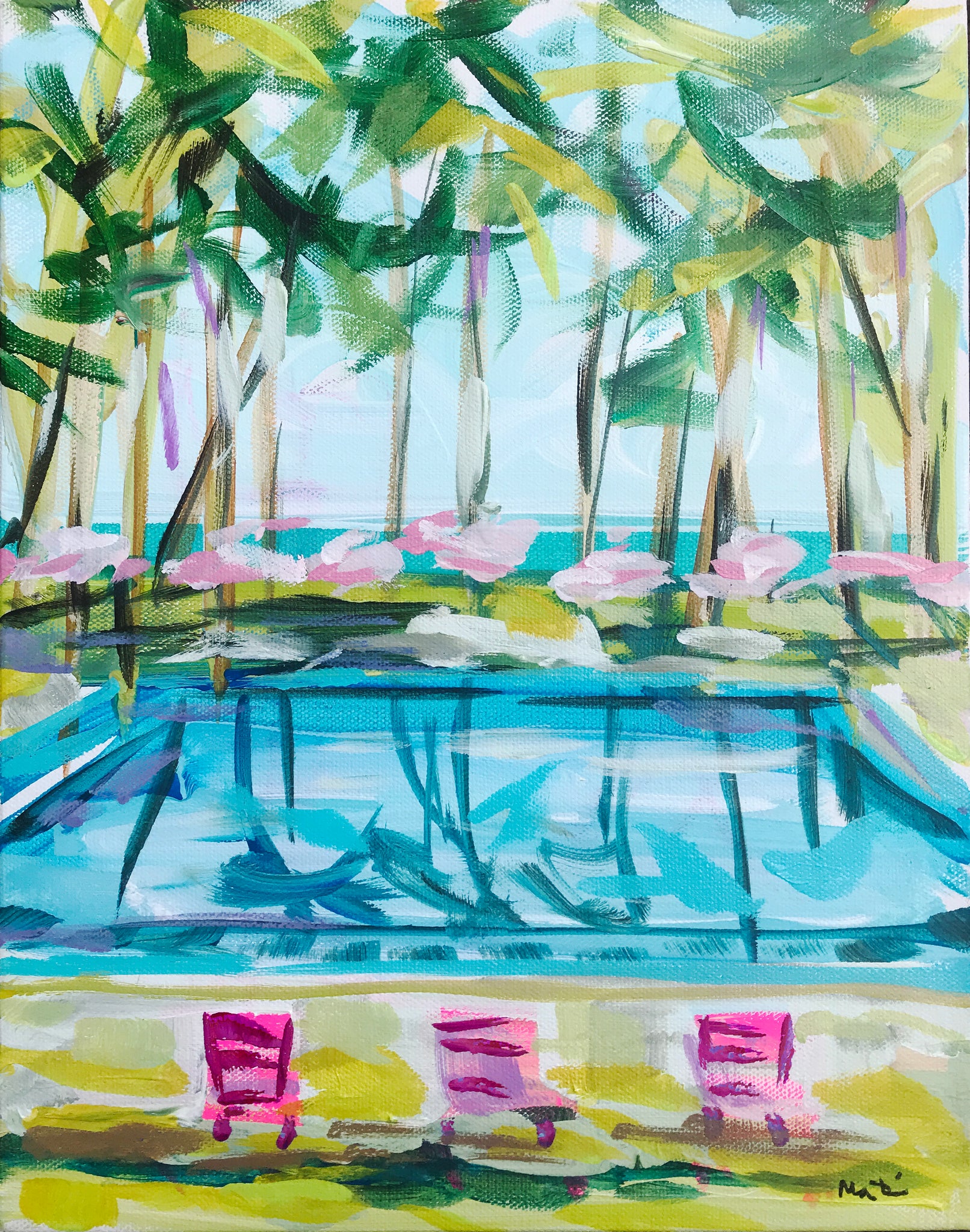 Pool Print on Paper or Canvas, "Cool Pool" | Maren Devine Art, LLC