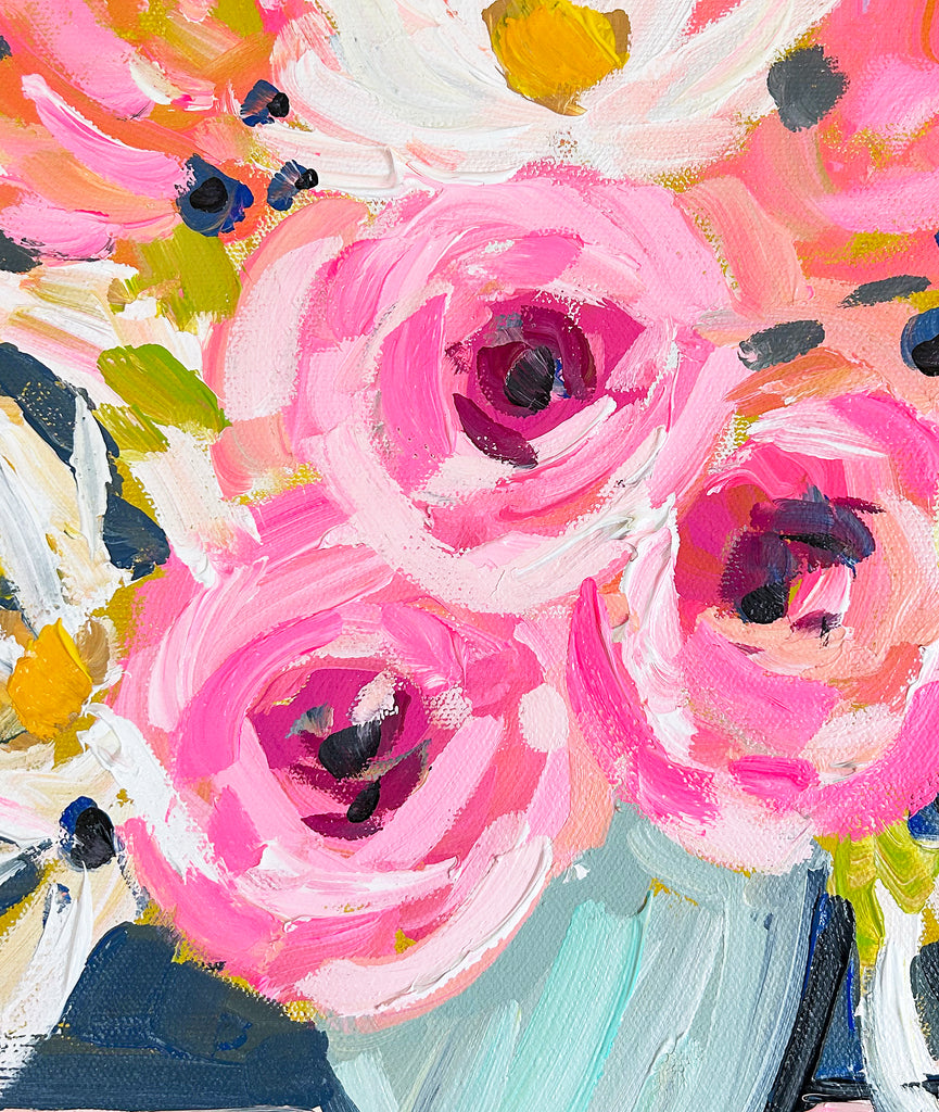 Floral Original Painting on Canvas "Daisies & Roses" 11x14 | Maren ...