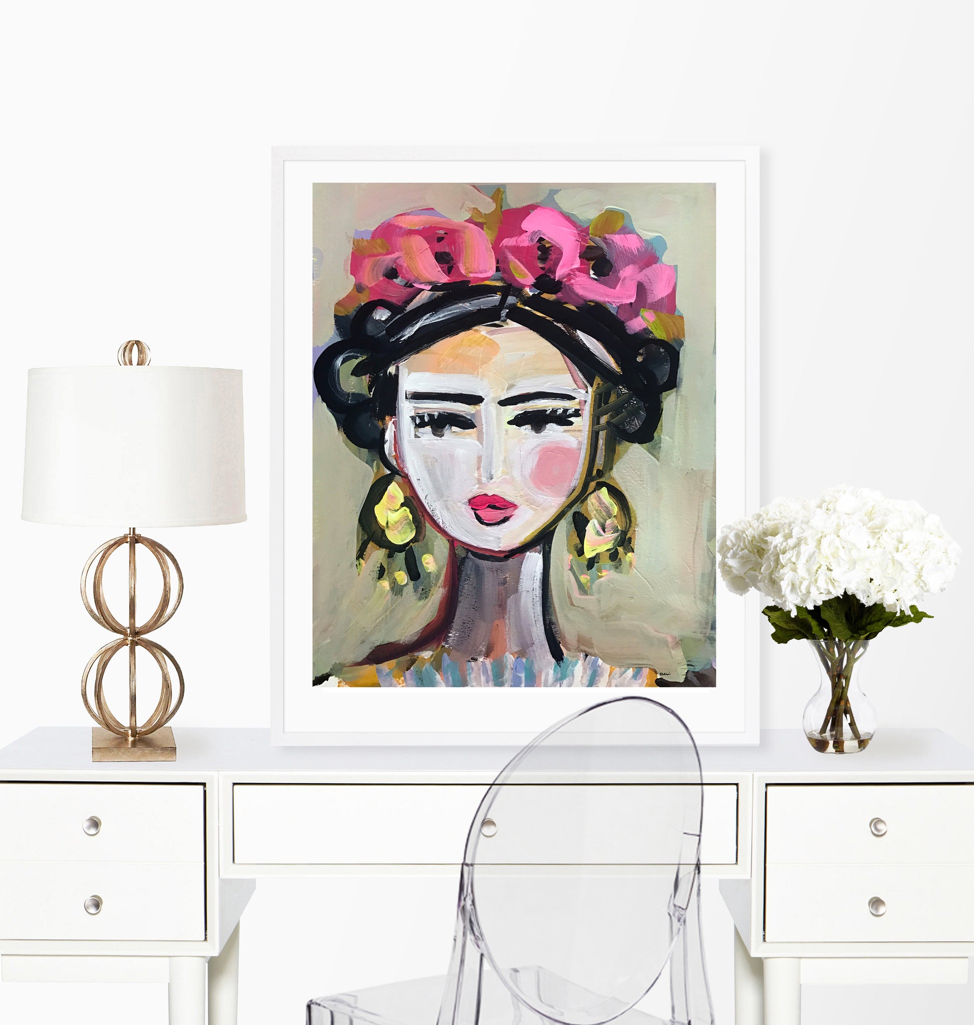 Frida Portrait Print on Paper OR Canvas, "Frida Contemporary" | Maren ...