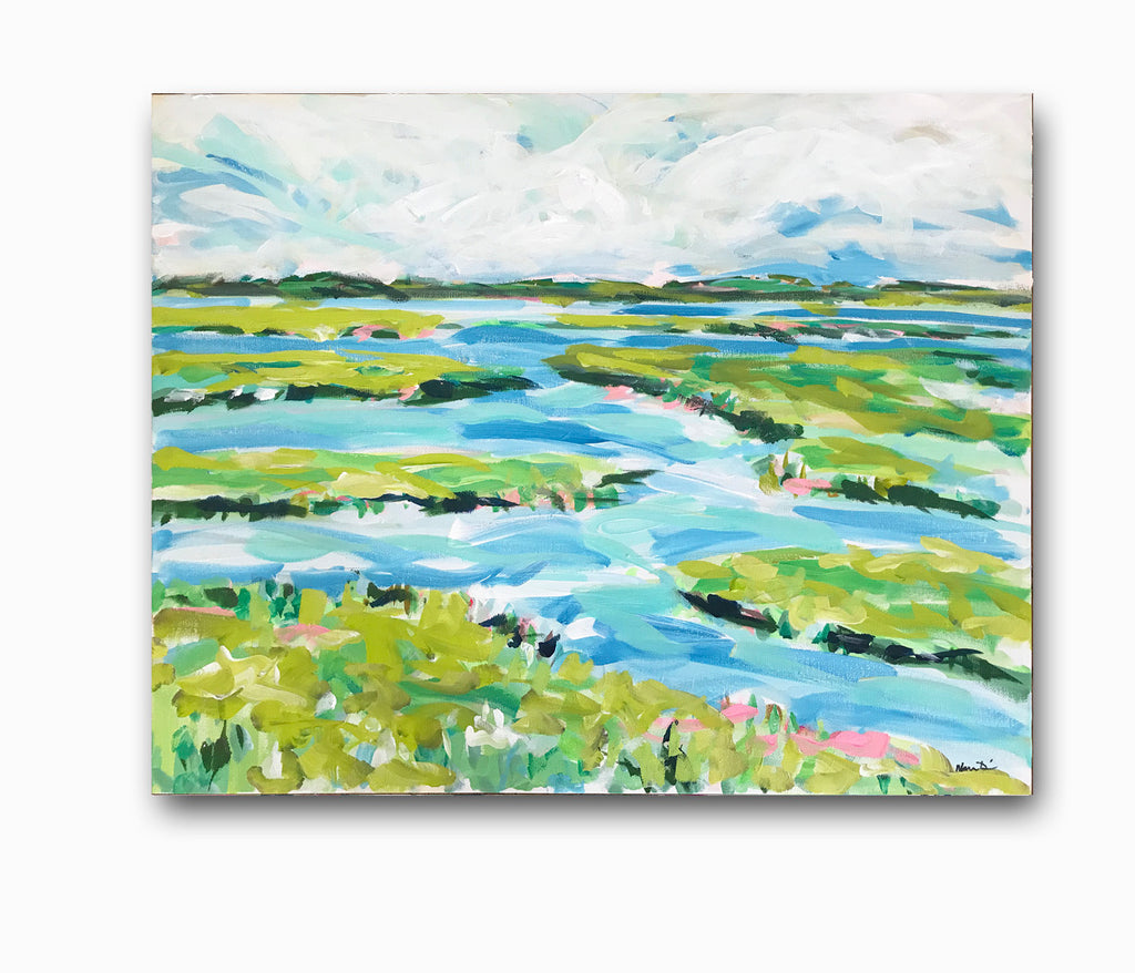 Abstract Marsh Print on Paper or Canvas, "Lively Marsh" | Maren Devine ...