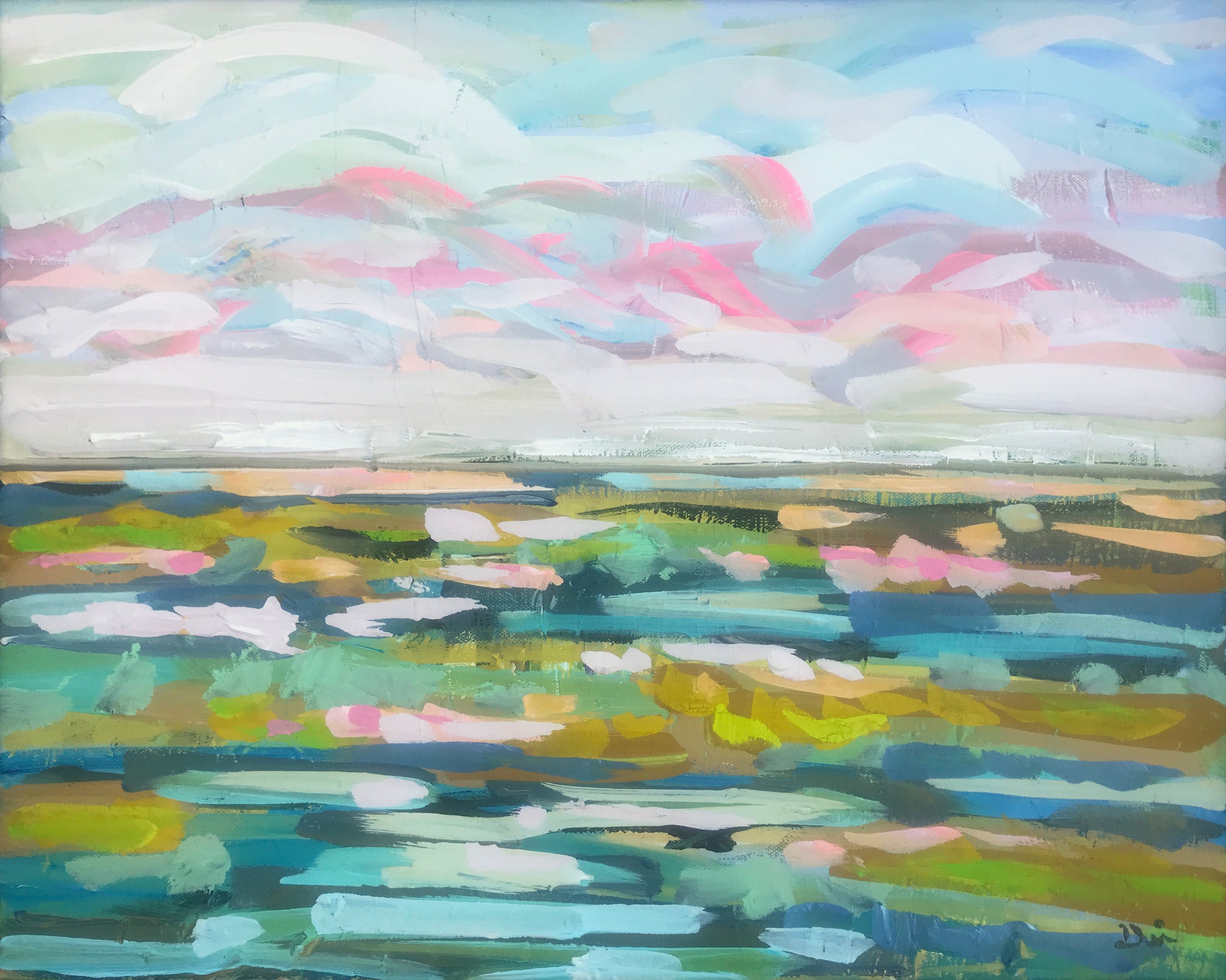 Marsh Painting, Original on Canvas, "Abstract Marsh in Blues" 16x20 ...