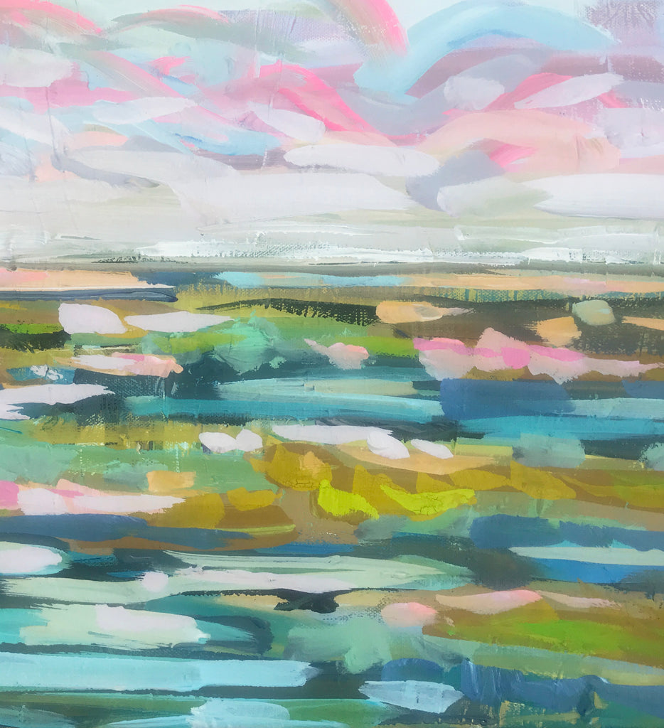 Marsh Painting, Original on Canvas, "Abstract Marsh in Blues" 16x20 ...