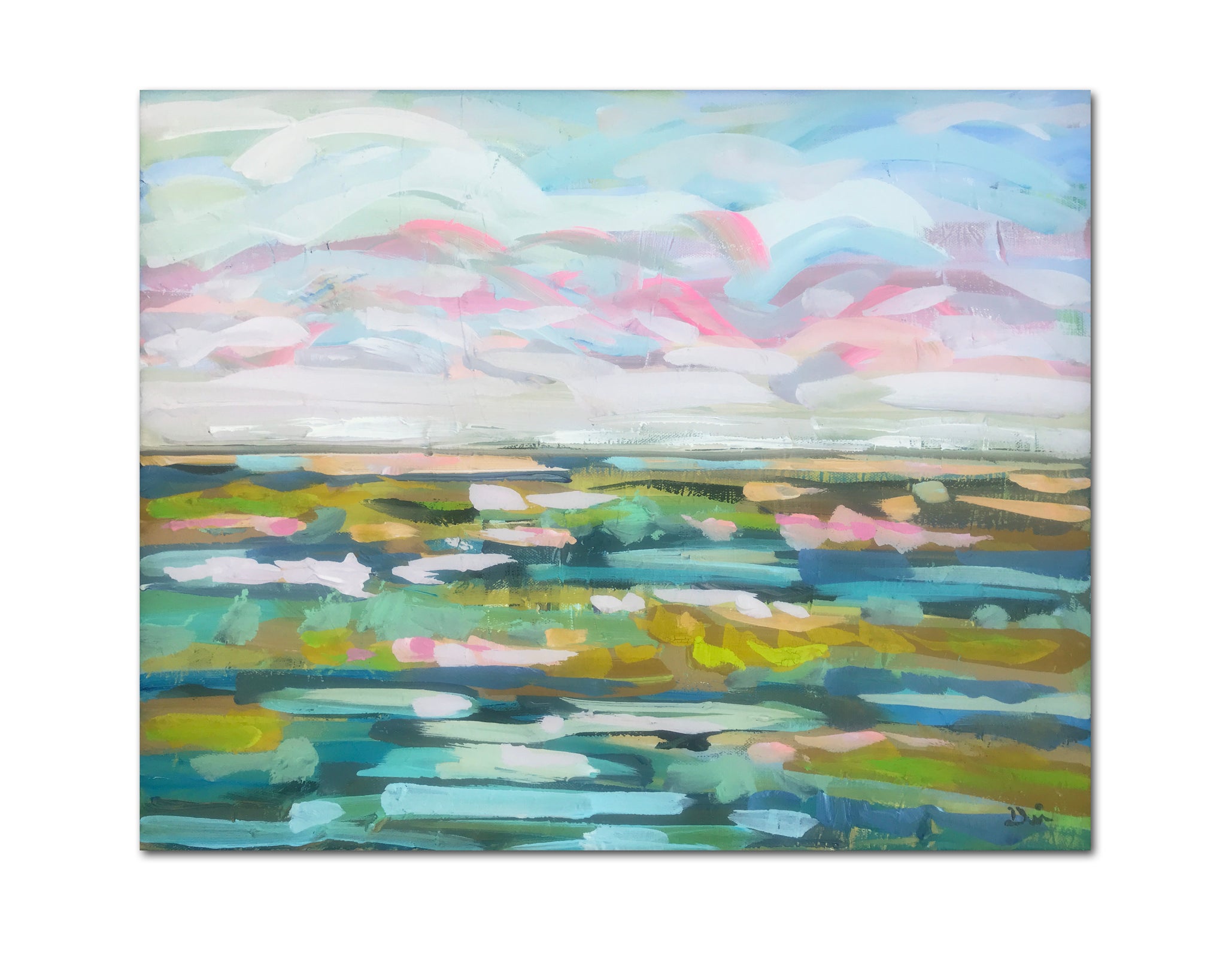 Marsh Painting, Original on Canvas, "Abstract Marsh in Blues" 16x20 ...