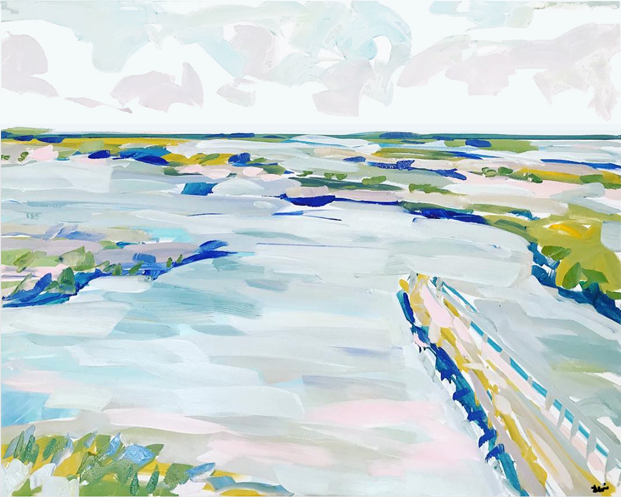 Abstract Marsh Print on Paper or Canvas, "Marsh at Dusk" | Maren Devine ...