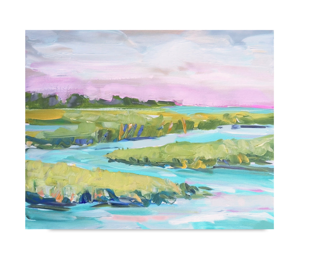 Abstract Marsh Print on Paper or Canvas, "Marsh Mid-Morning" | Maren ...