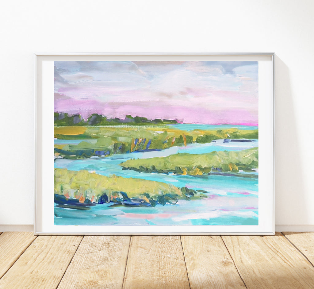 Abstract Marsh Print on Paper or Canvas, "Marsh Mid-Morning" | Maren ...
