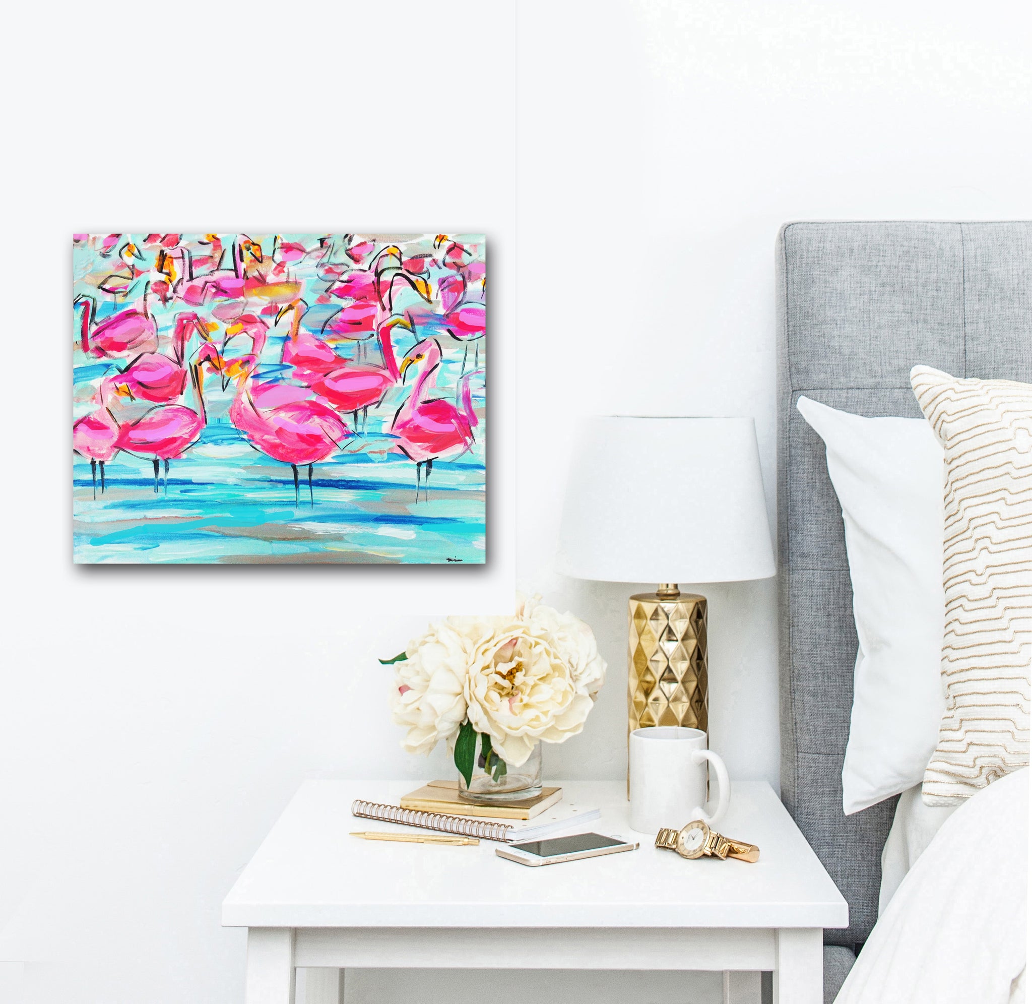 Flamingos Print on Paper or Canvas "Modern Flamingos" | Maren Devine ...