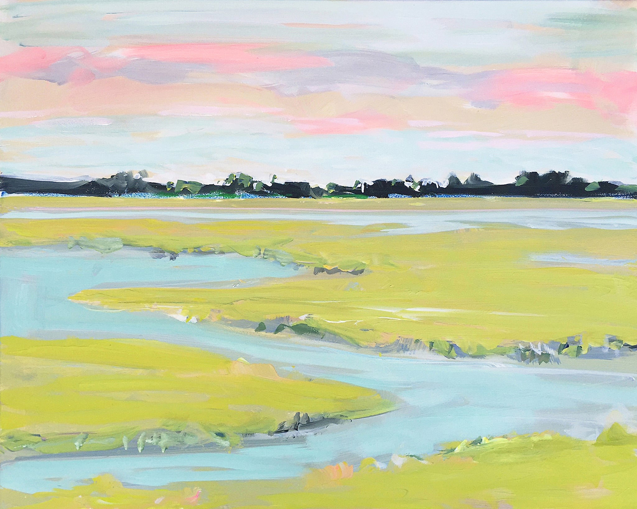 Abstract Marsh Print on Paper or Canvas, "Muted Marsh" | Maren Devine ...