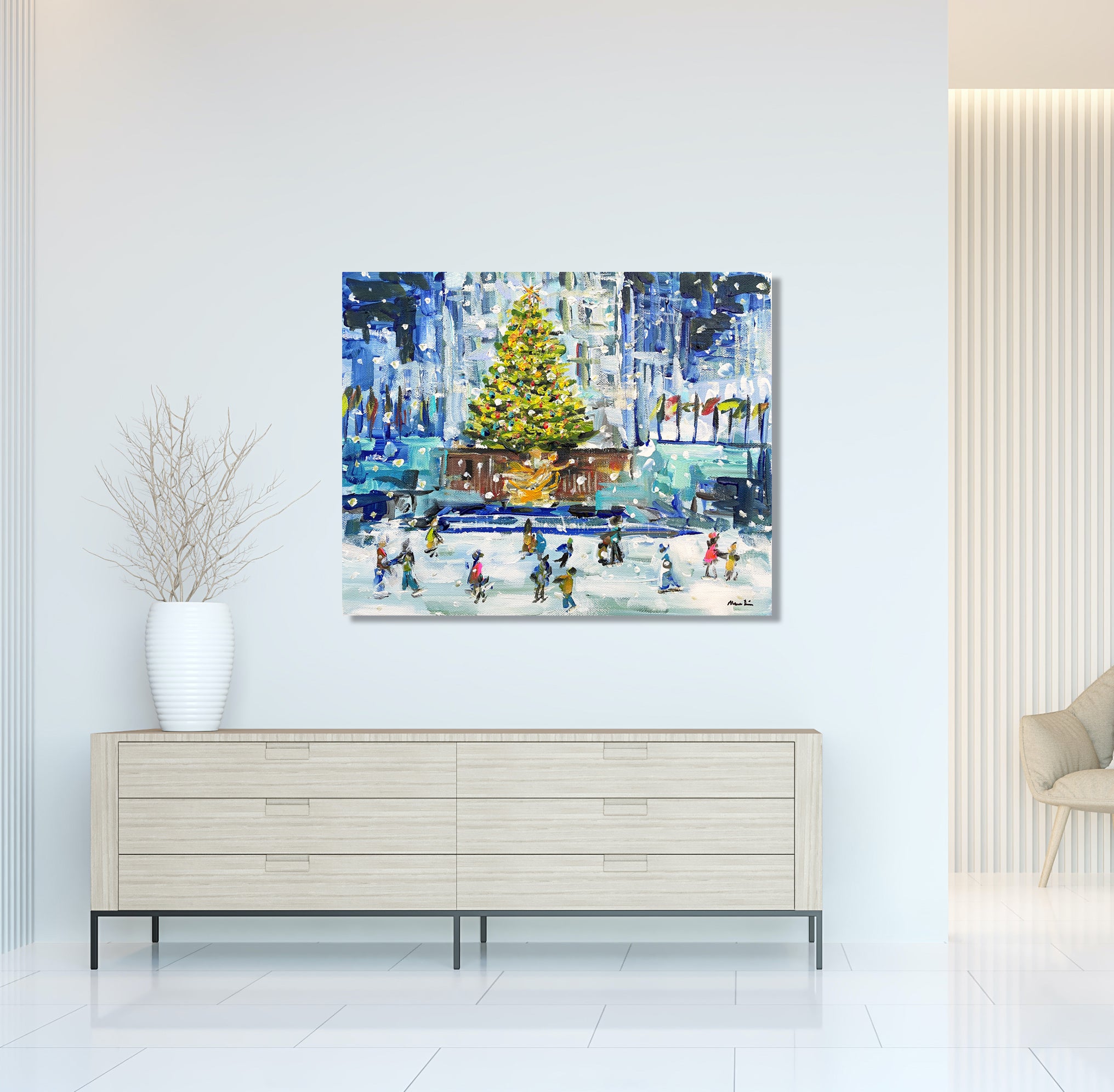New York Ice Skating Print on Paper or Canvas | Maren Devine Art, LLC