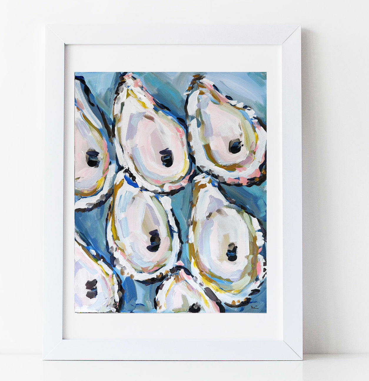 Oyster Print on Paper or Canvas "Oyster Shells on Blue" | Maren Devine ...