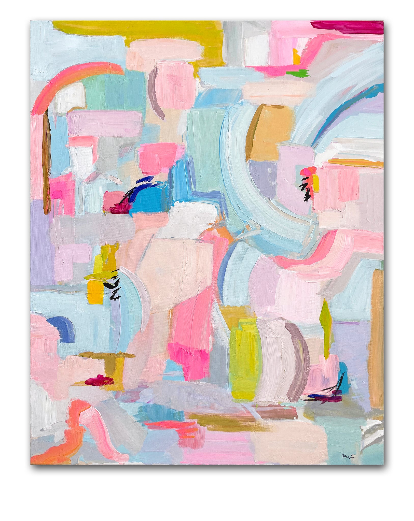 Large Original Abstract Painting on Canvas, "Pink Daze" 24x30 | Maren ...
