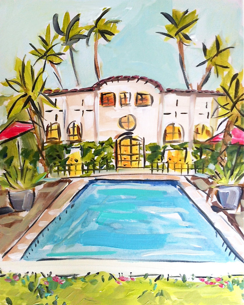 Pool Print on Paper or Canvas, "Resort Pool" | Maren Devine Art, LLC