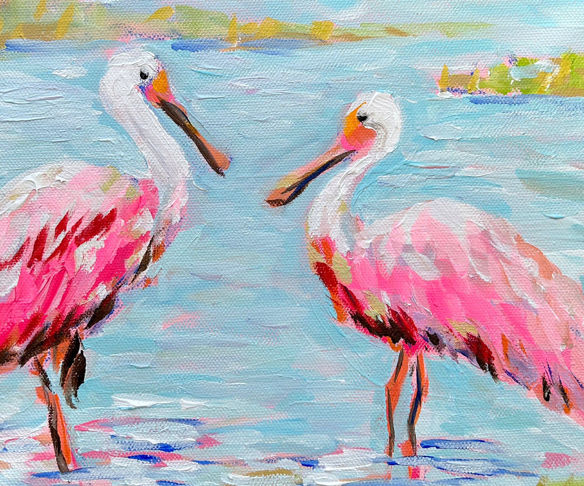 Spoonbill Painting on Canvas, "Two Roseate Spoonbills" 9x12 | Maren ...