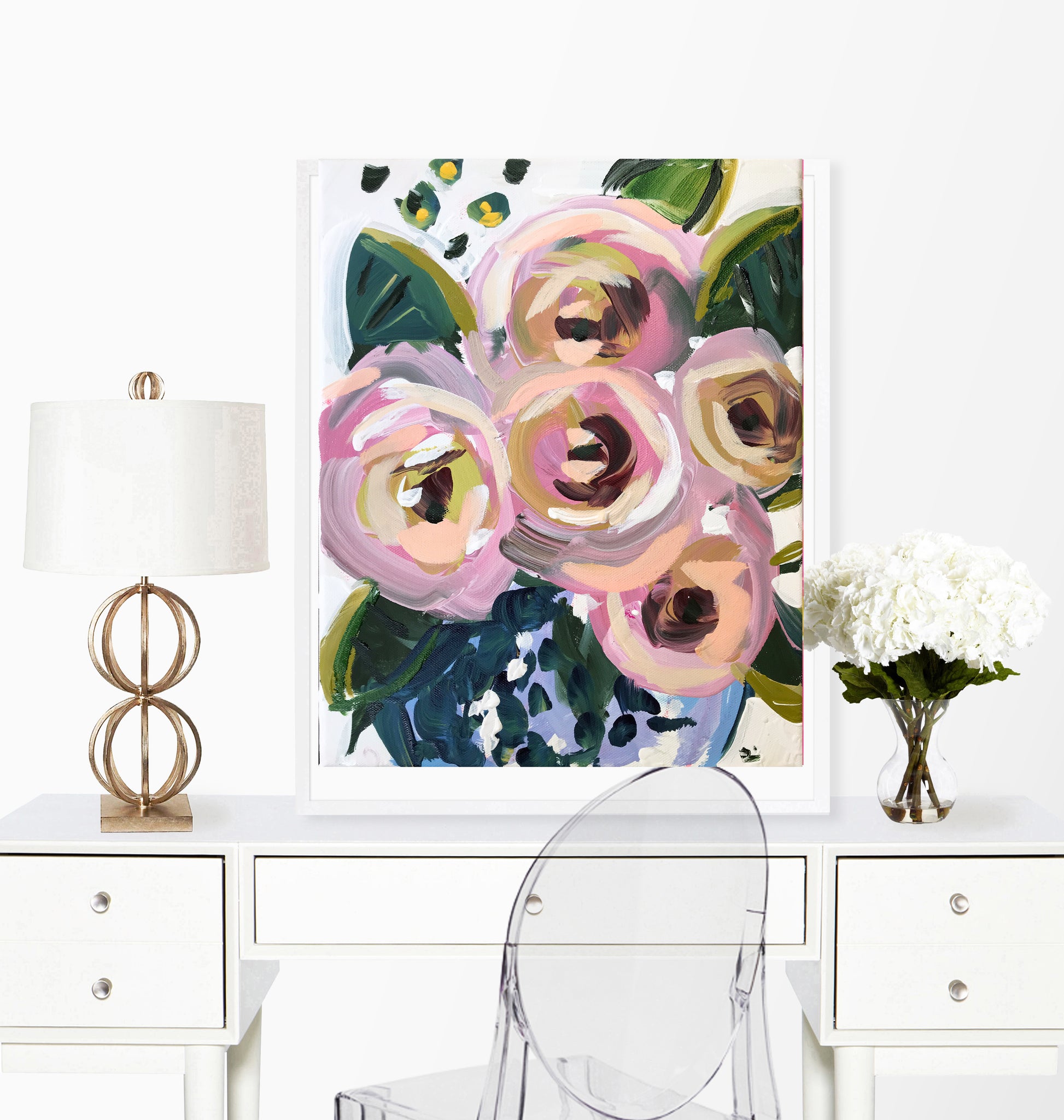 Print of Roses Abstract on Paper or Canvas, "Vincent's Rose" | Maren ...