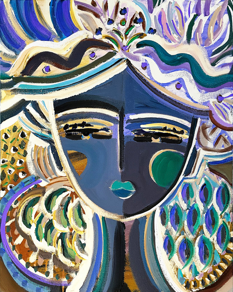 Copy of Warrior Girl Portrait on Paper or Canvas, "Marisol Blues ...