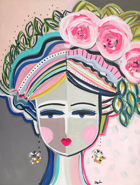 Original art on canvas, Warrior Girl "Fleur" | Maren Devine Art, LLC